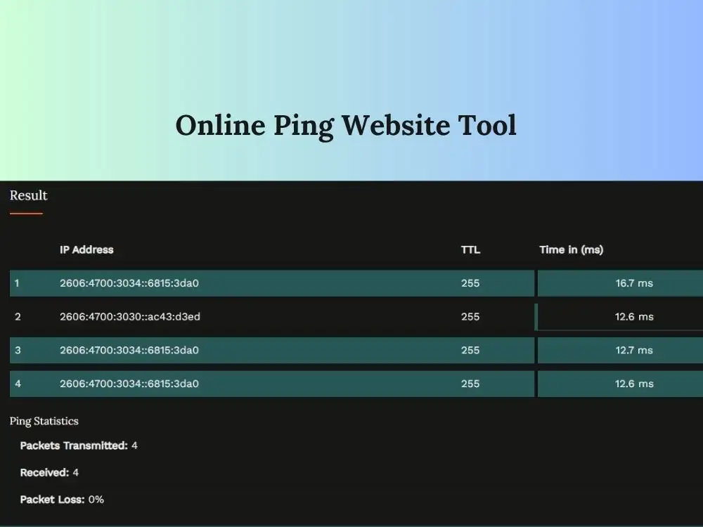 Ping Website Tool | Check Connectivity & Response Time