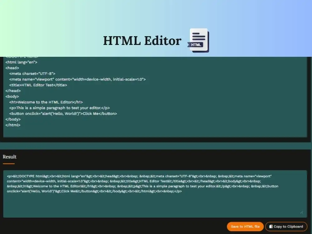 HTML Editor Tool: Write, Test, and Preview Code Online